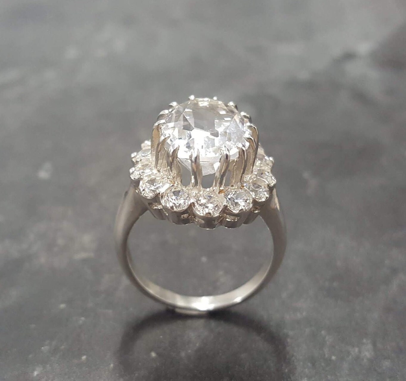 Diamond Ring Princess Diana Ring Natural Topaz Promise | Etsy