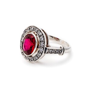 Red Vintage Ring, Ruby Ring, Created Ruby, Red Ruby Ring, Red Ring, Antique Ruby Ring, Vintage ...