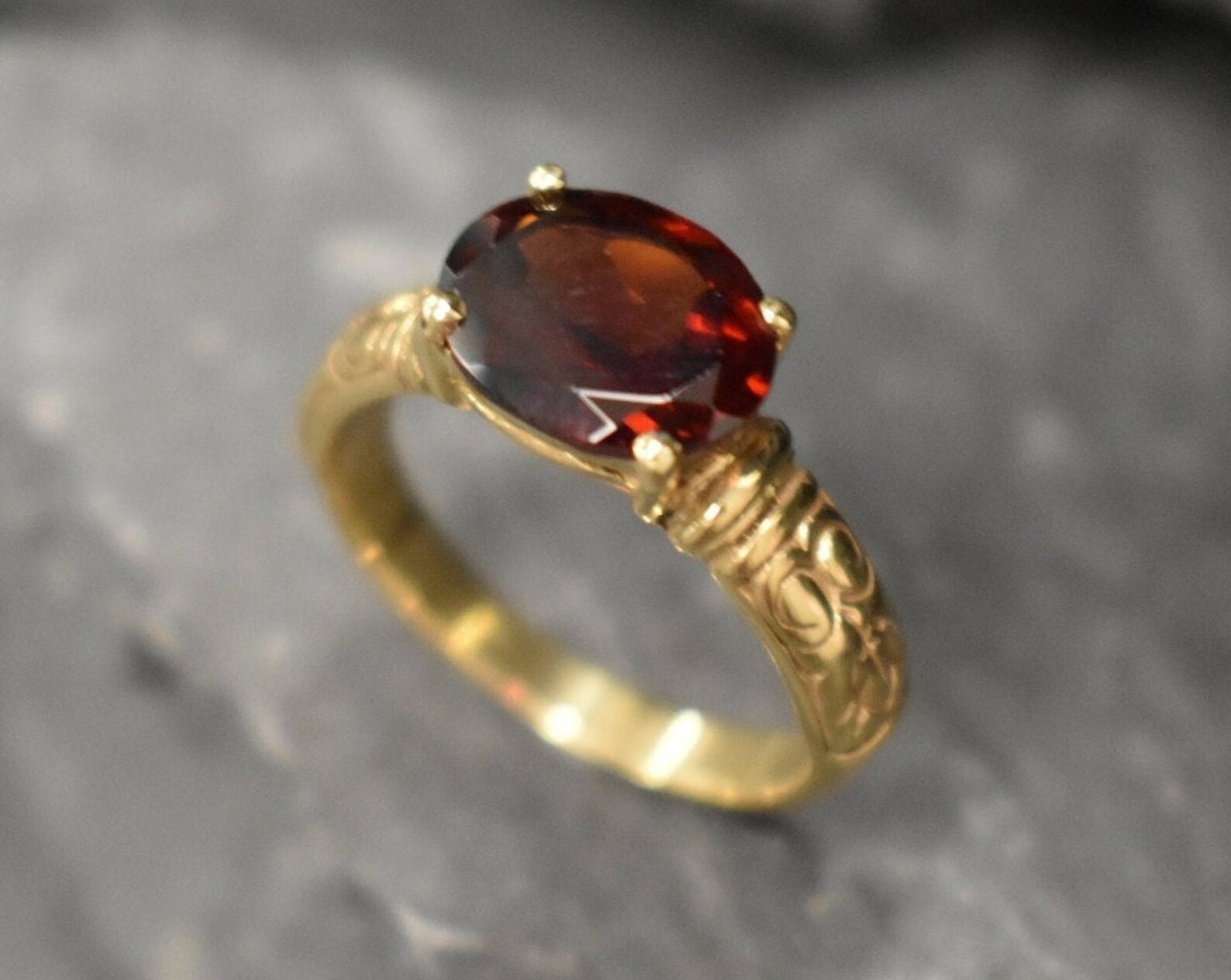 Gold Garnet Ring Garnet Ring Natural Garnet January - Etsy