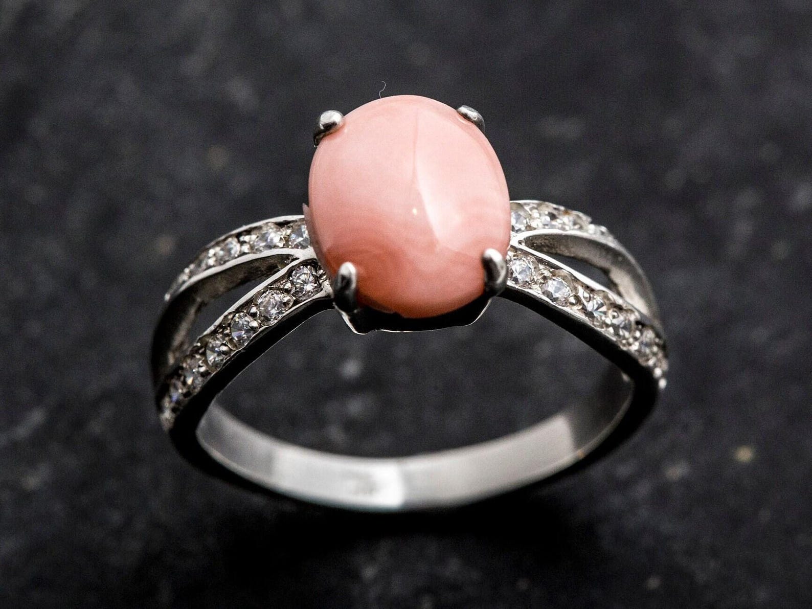 Coral Ring, Natural Coral Ring, March Birthstone, Angel Skin Coral ...
