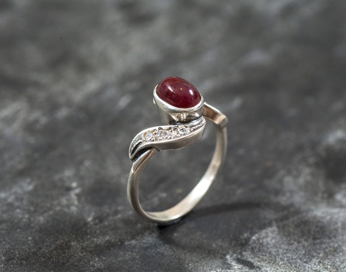 Ruby Ring Natural Ruby Vintage Ruby Ring July Birthstone | Etsy