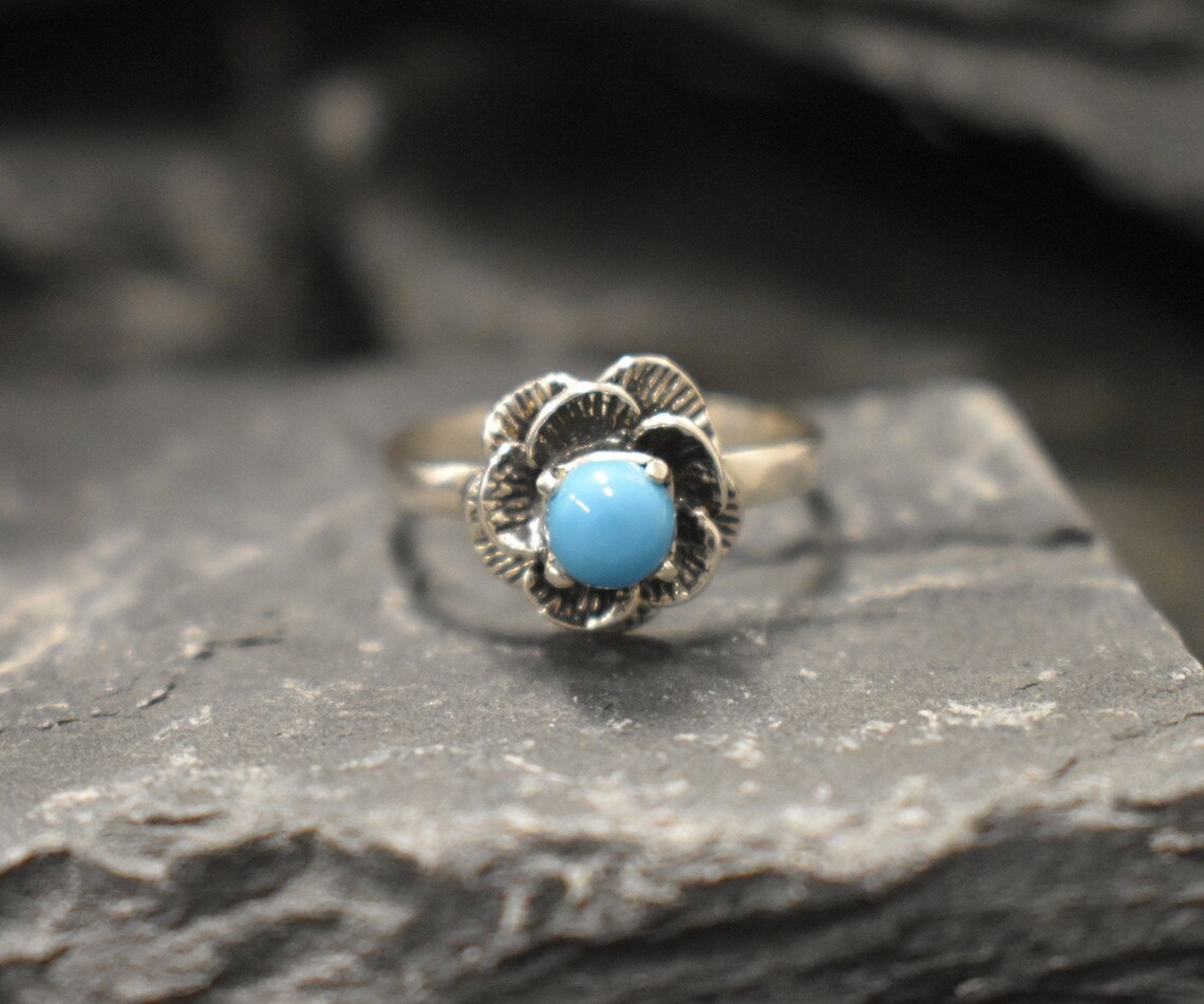 Turquoise Ring Natural Turquoise December Ring Silver | Etsy