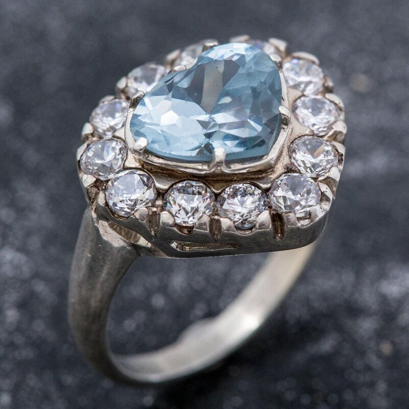 Blue Heart Ring - Etsy