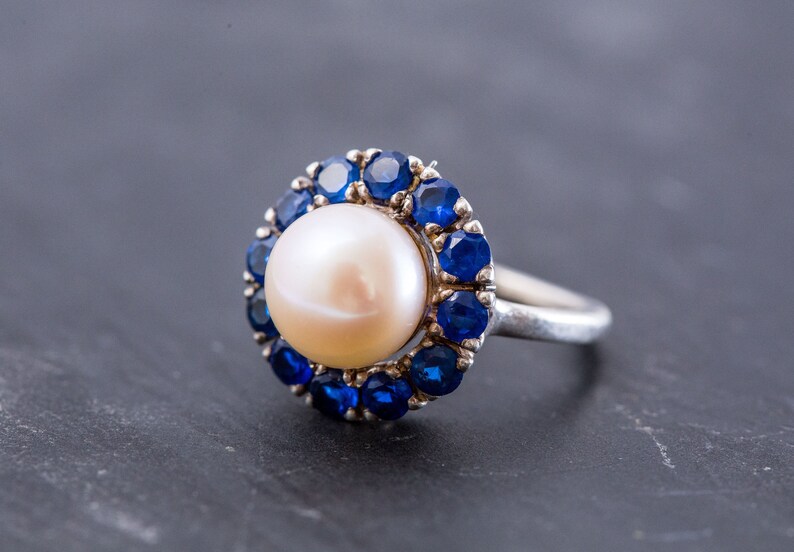 Victorian Pearl Ring Real Pearl Ring Natural Pearl Blue | Etsy