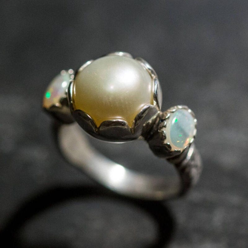 Opal and Pearl Ring - Etsy