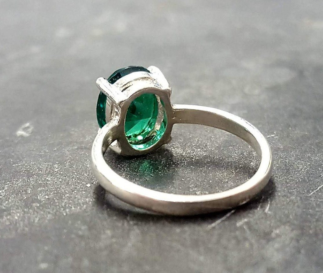 Emerald Vintage Ring Emerald Ring Created Emerald Promise | Etsy