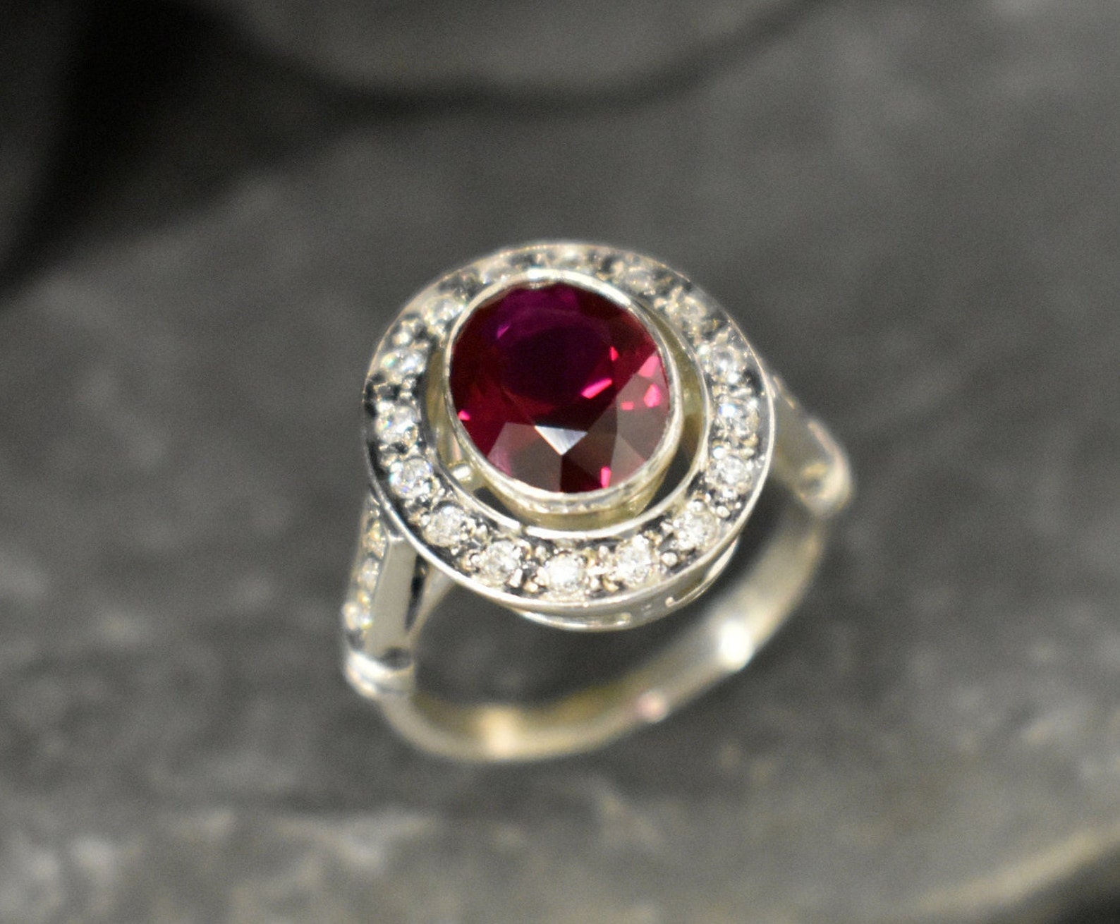 Red Vintage Ring Ruby Ring Created Ruby Red Ruby Ring Red | Etsy UK