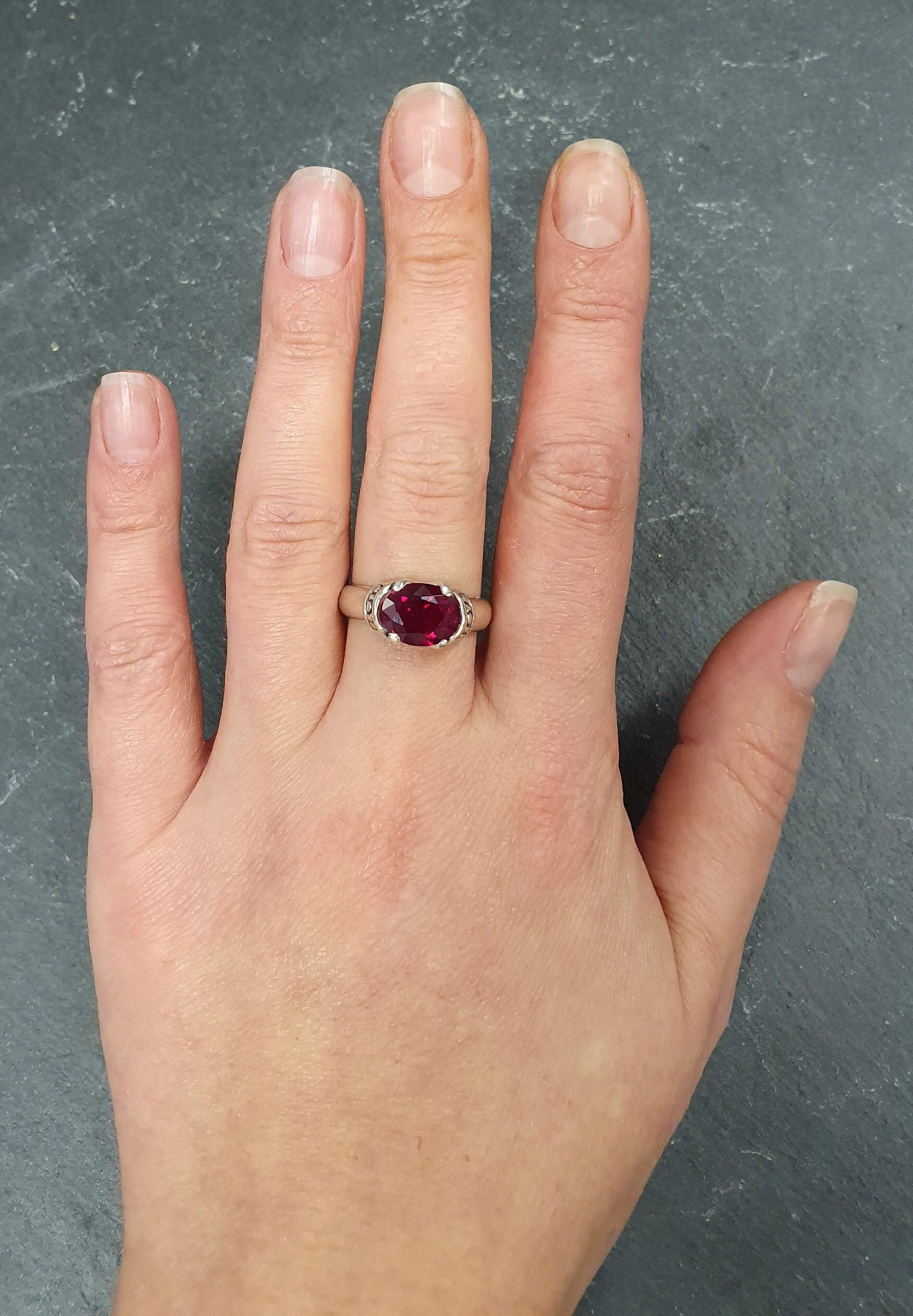 Tribal Ruby Ring Created Ruby Red Vintage Ring Horizontal | Etsy