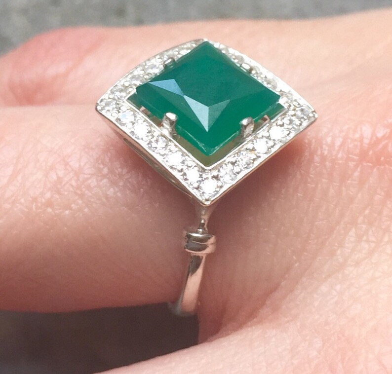 Square Emerald Ring Created Emerald 6 Carat Ring Vintage - Etsy