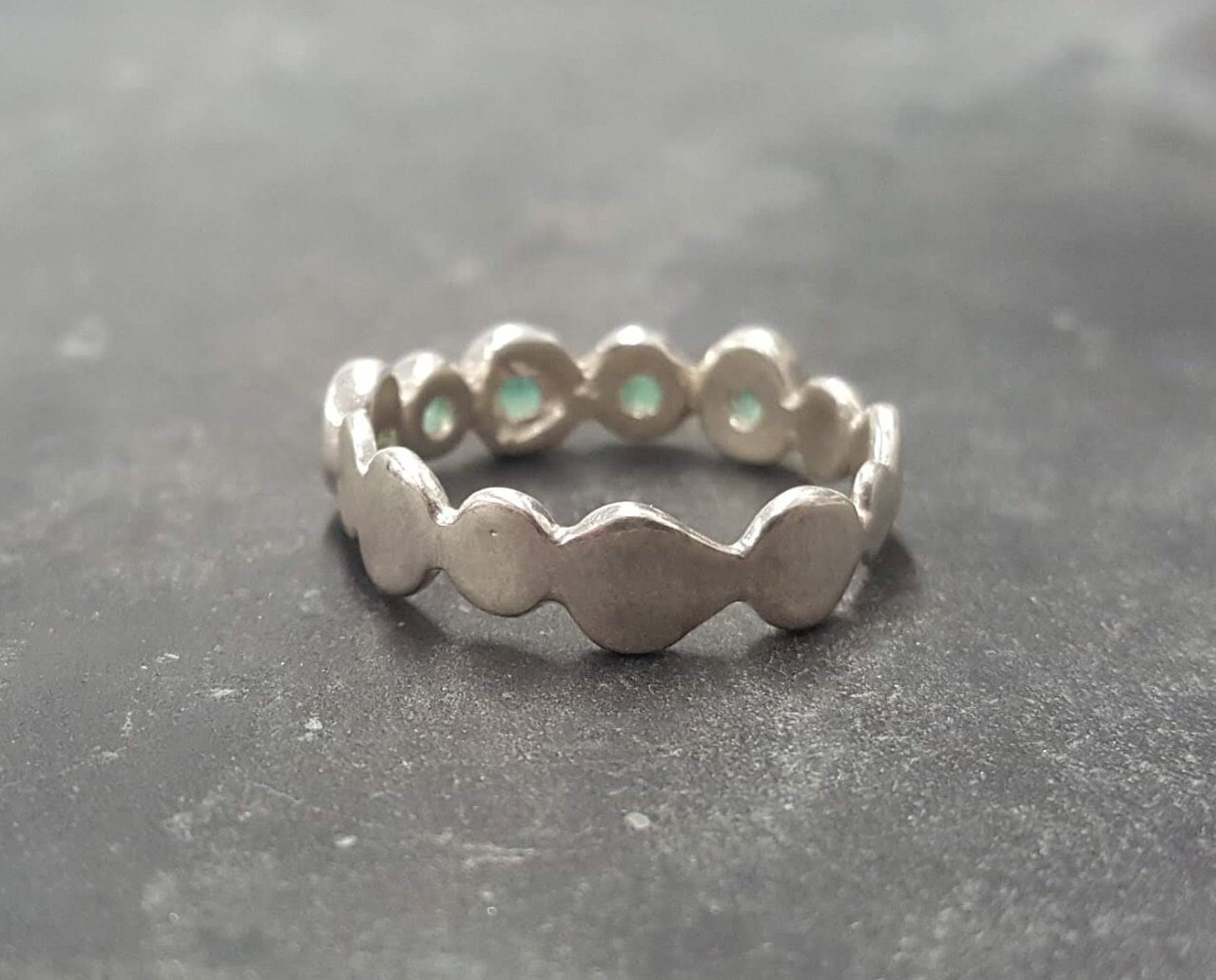 Emerald Band Natural Emerald Ring Stackable Band May | Etsy UK