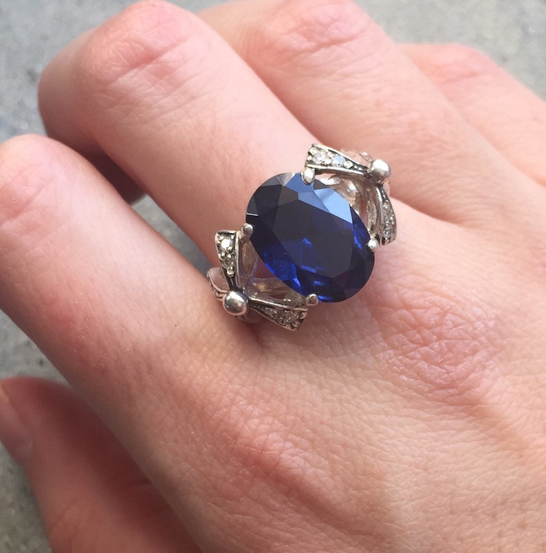 Ribbon Ring Blue Sapphire Ring Vintage Sapphire Ring - Etsy UK