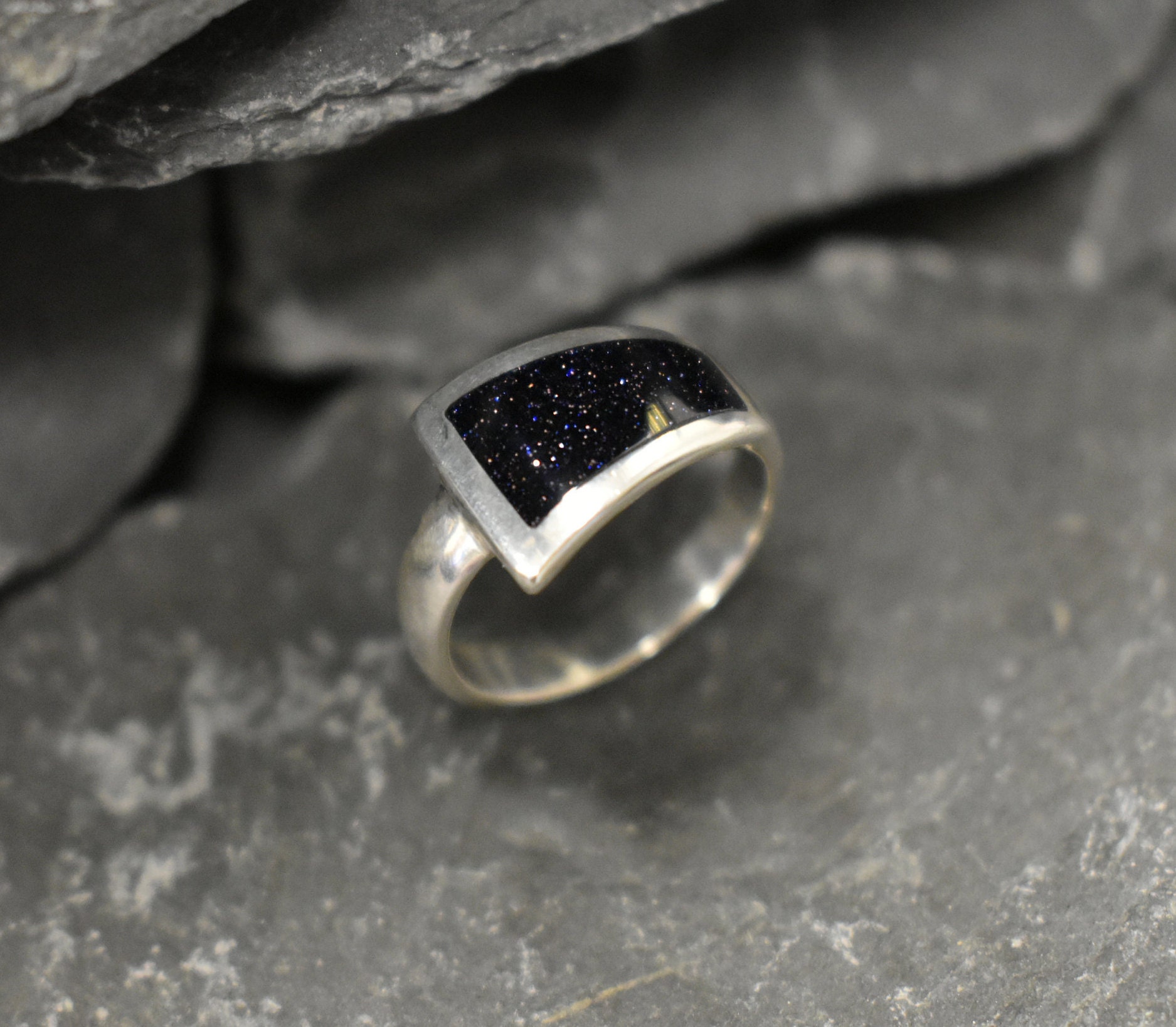 Sandstone Ring Natural Sandstone Asymmetric Ring Dark Blue - Etsy UK