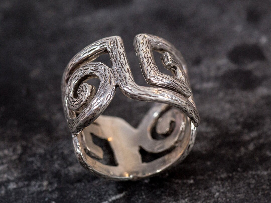 Silver Cuff Ring, Greek Style Ring, Swirl Band, Silver Swirl Ring ...