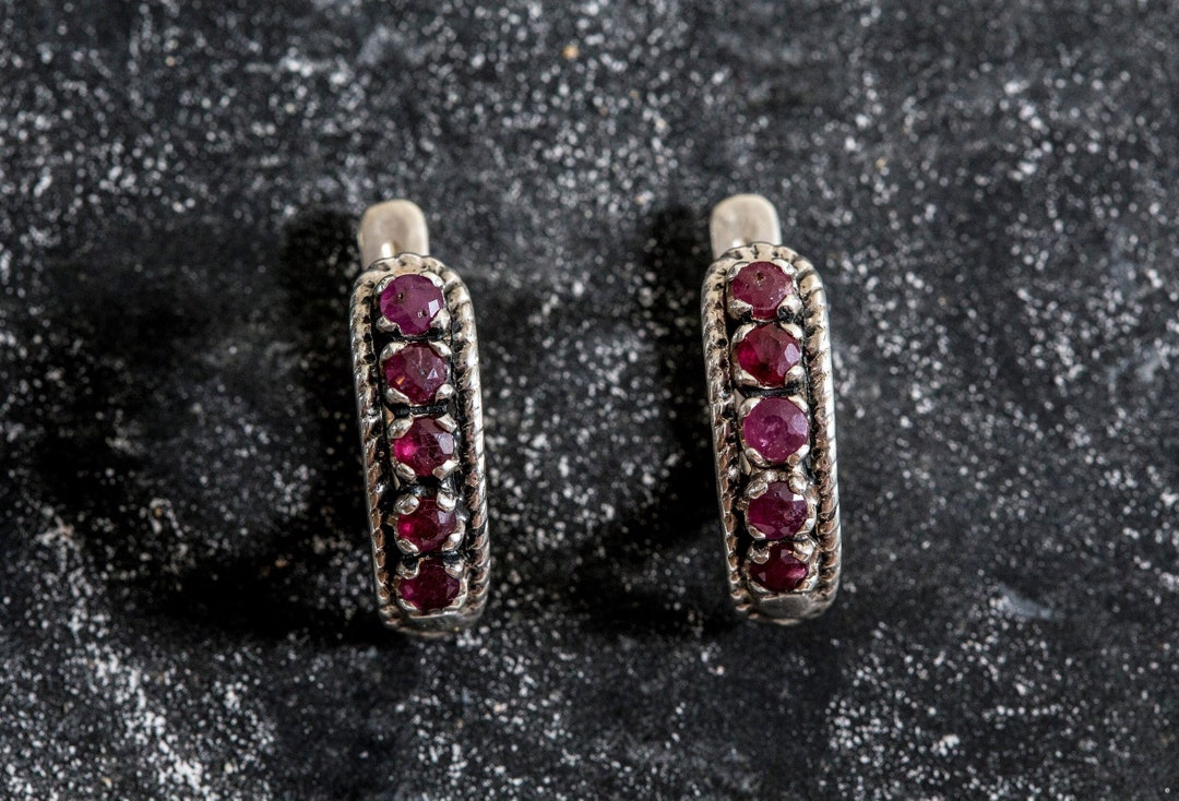 Ruby Earrings Natural Ruby Studs Genuine Ruby Real Ruby - Etsy