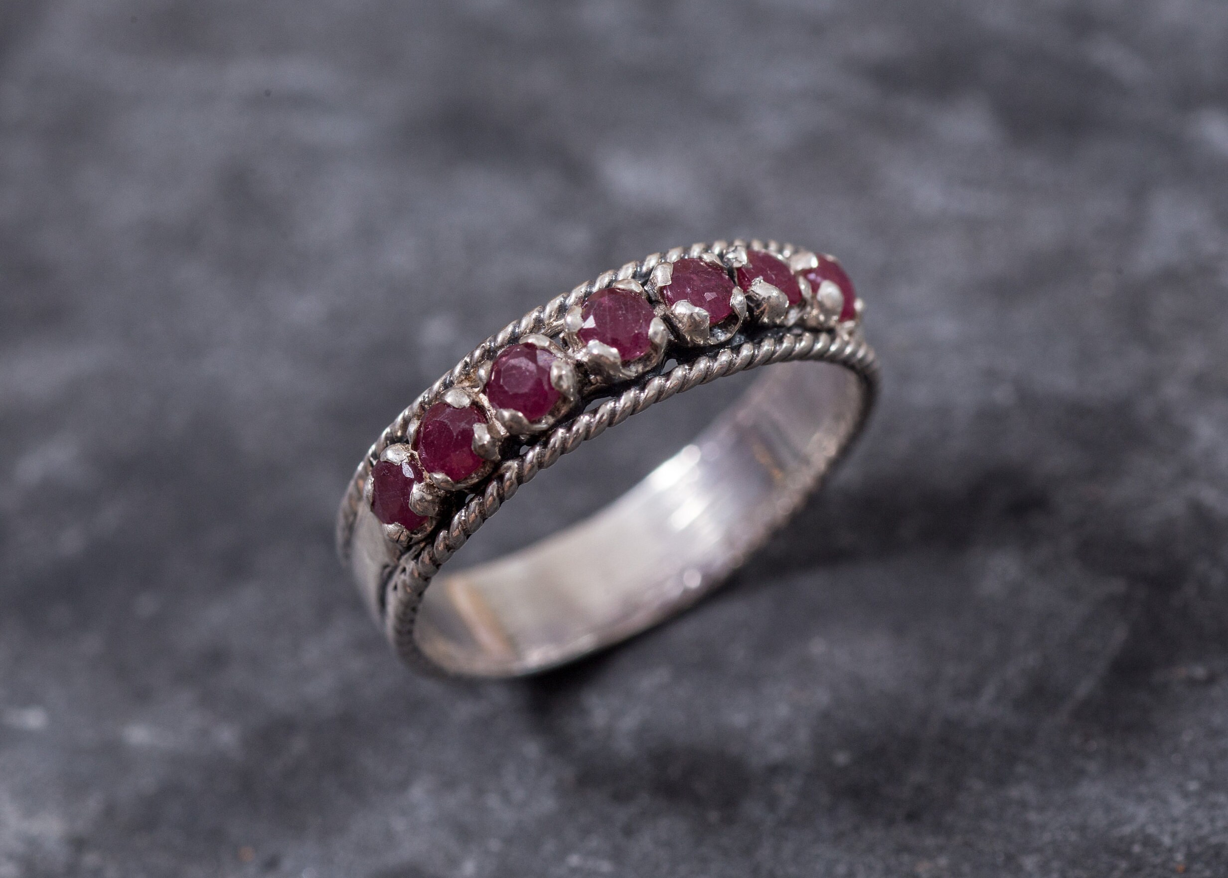 Ruby Band Natural Ruby Vintage Band Half Eternity Band | Etsy