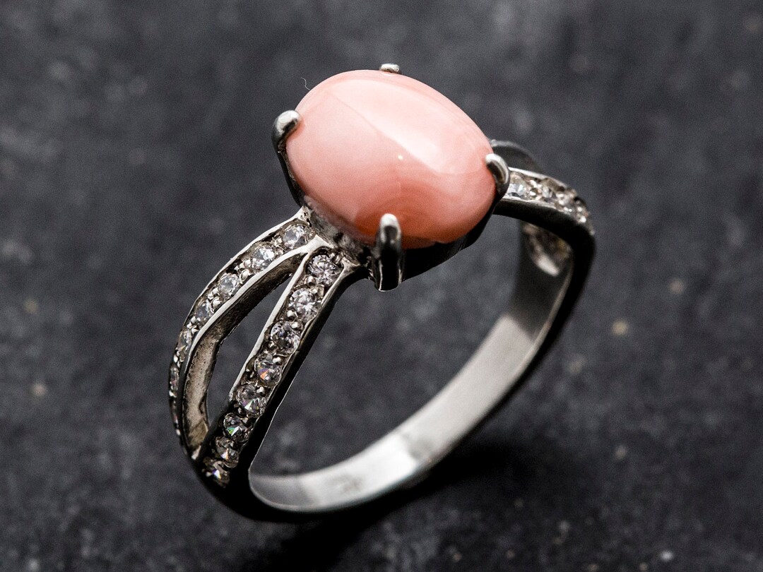 Coral Ring Natural Coral Ring March Birthstone Angel Skin - Etsy