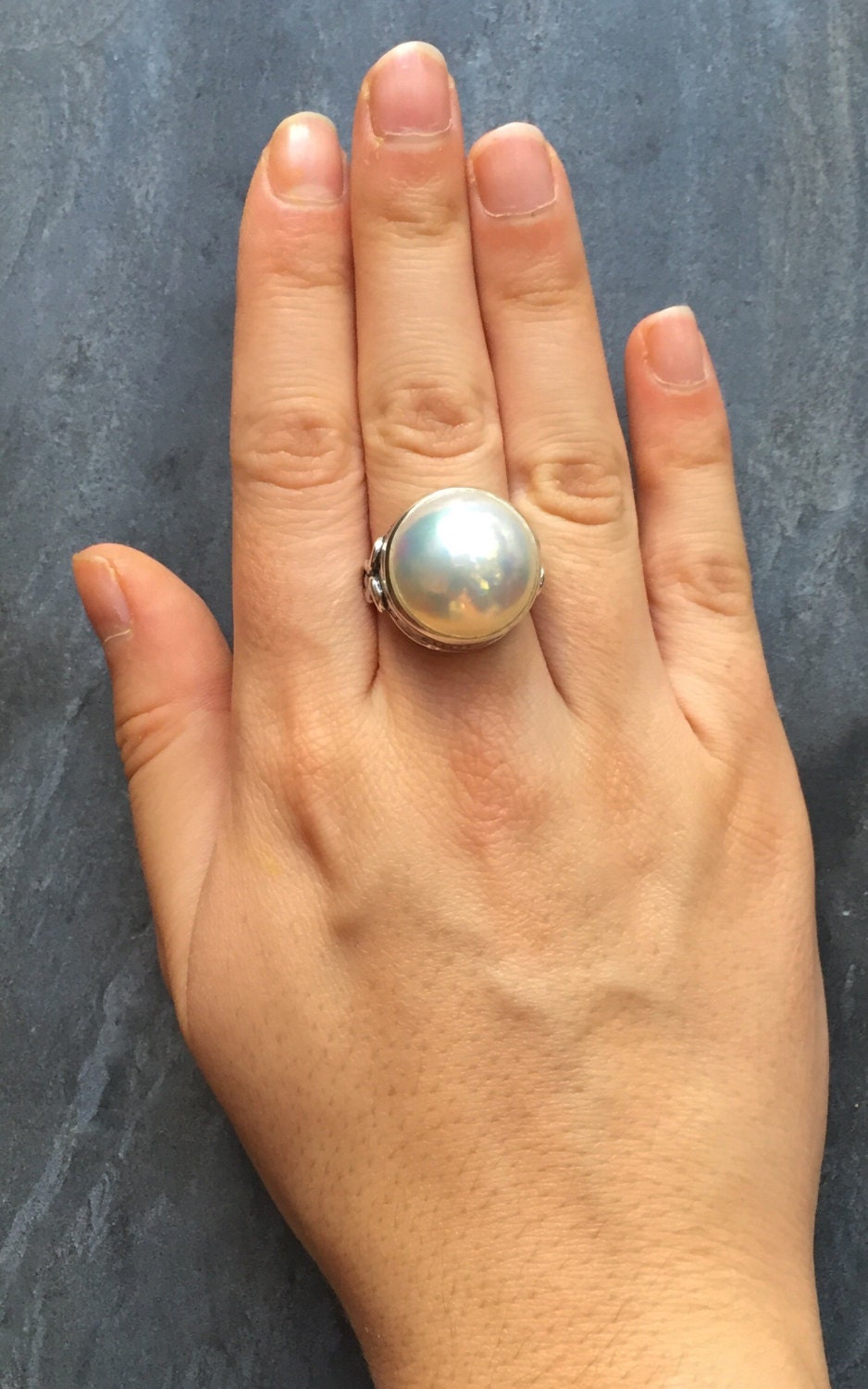 Mabe Pearl Ring Rainbow Mabe Ring Natural Pearl Ring June - Etsy