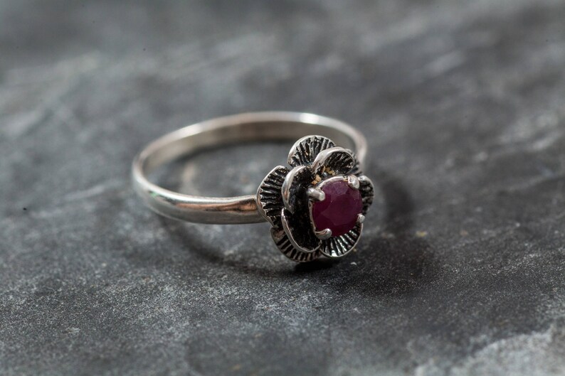 Real Ruby Ring Flower Ring Natural Ruby Vintage Ruby Ring | Etsy