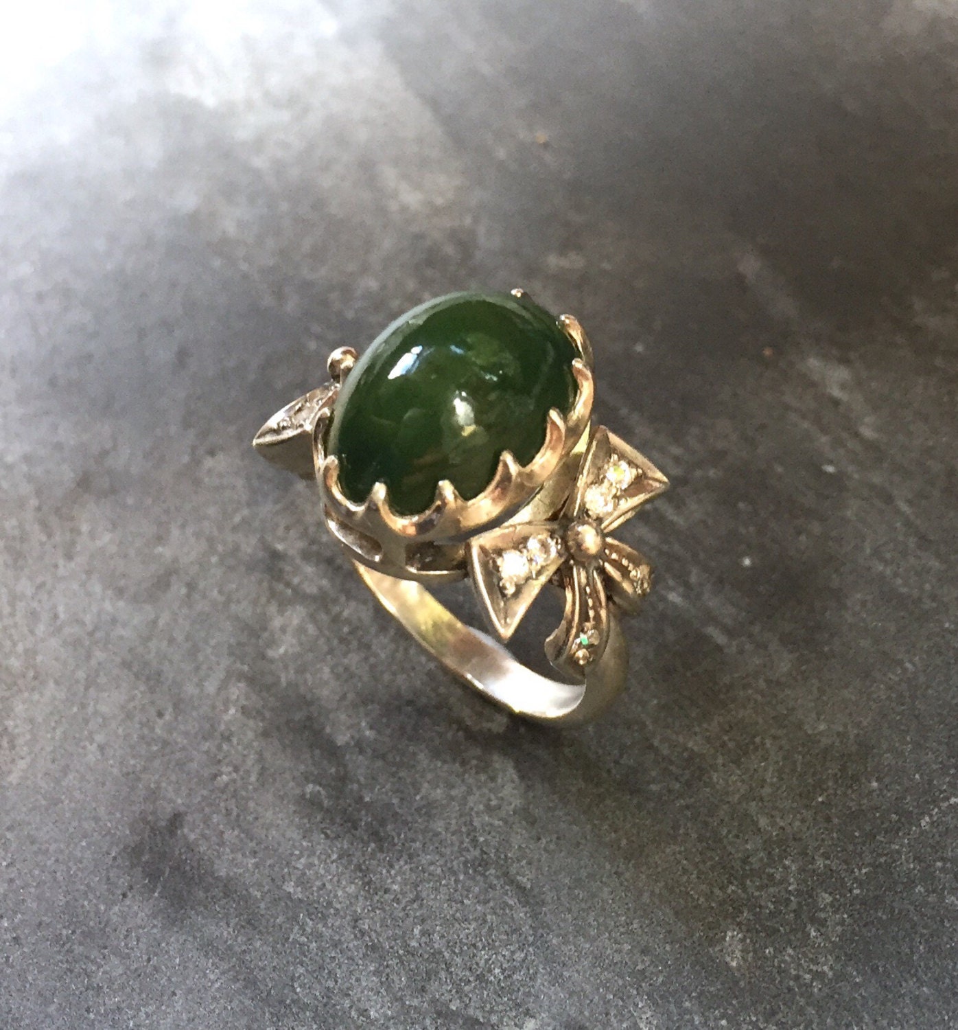 Jade Ring Natural Jade August Birthstone Ribbon Ring Green | Etsy