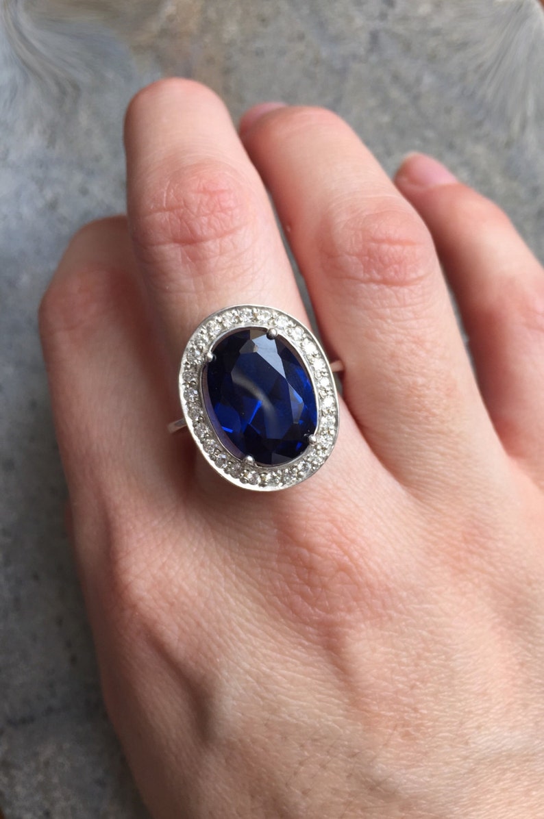 Royal Blue Ring Sapphire Ring Created Sapphire Victorian - Etsy