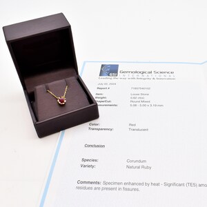 Genuine Ruby Necklace, Solid Gold Ruby Necklace, Certified Ruby ...
