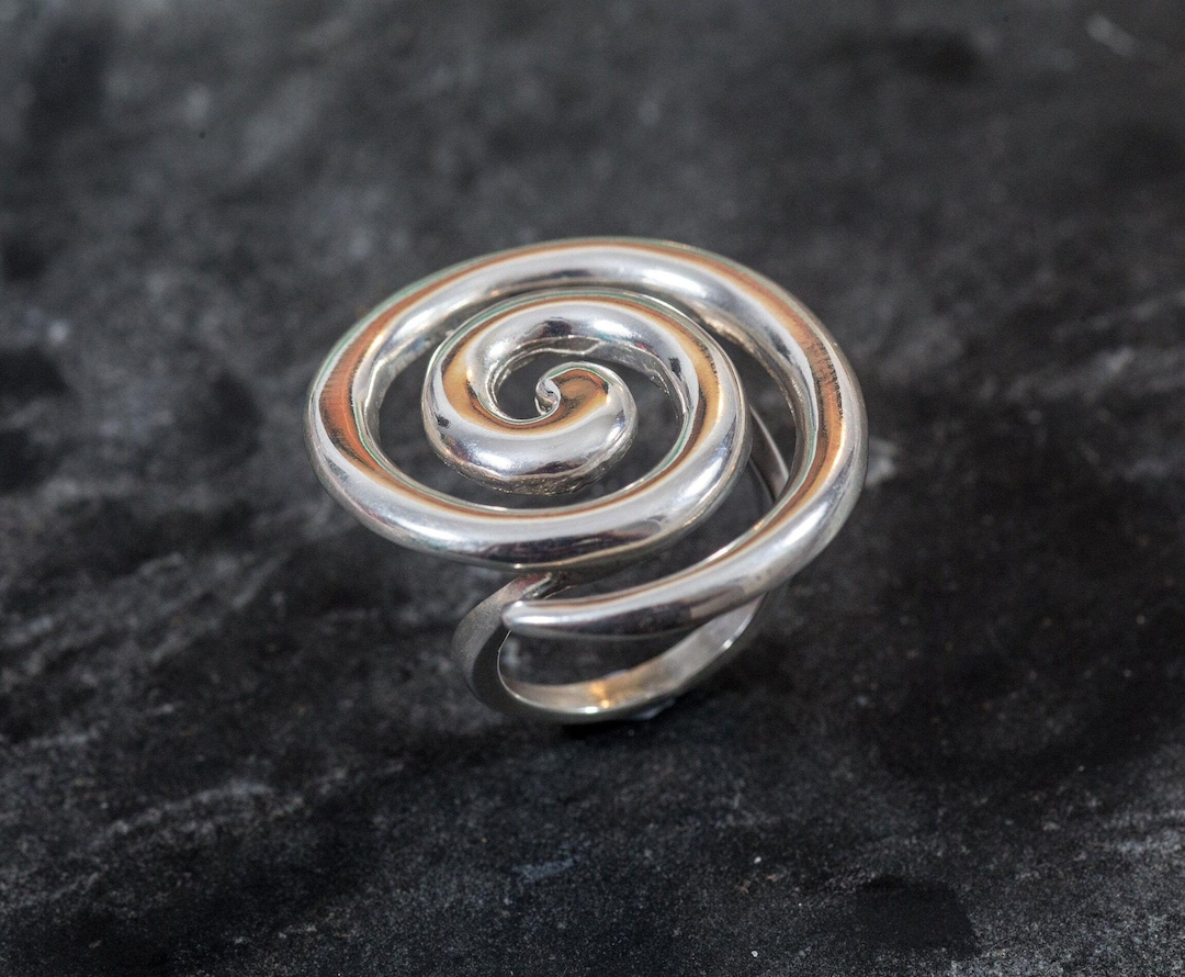 Large Swirl Ring, Solid Silver Ring, Statement Ring, Silver Swirl Ring ...
