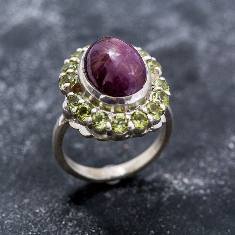 Ruby Peridot Ring - Etsy
