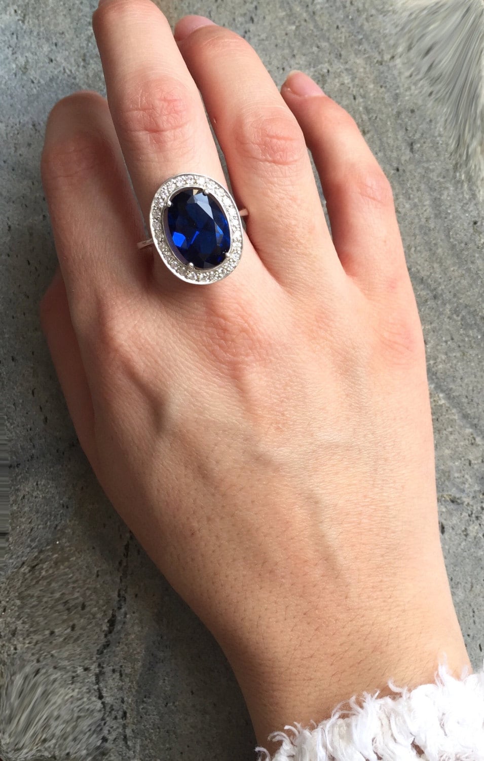 Royal Blue Ring Sapphire Ring Created Sapphire Victorian | Etsy