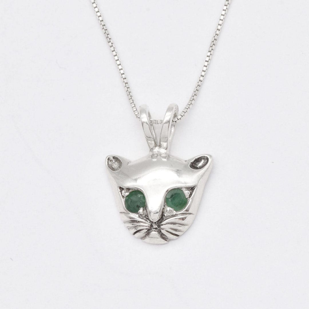 Emerald Cat Pendant, GENUINE Emerald Necklace, Cat Lover Pendant, May ...