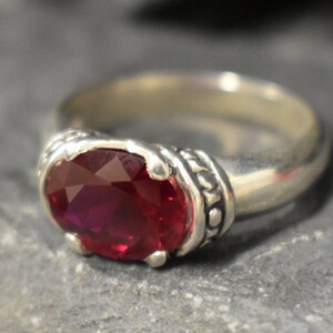 Tribal Ruby Ring Created Ruby Red Vintage Ring Horizontal - Etsy UK