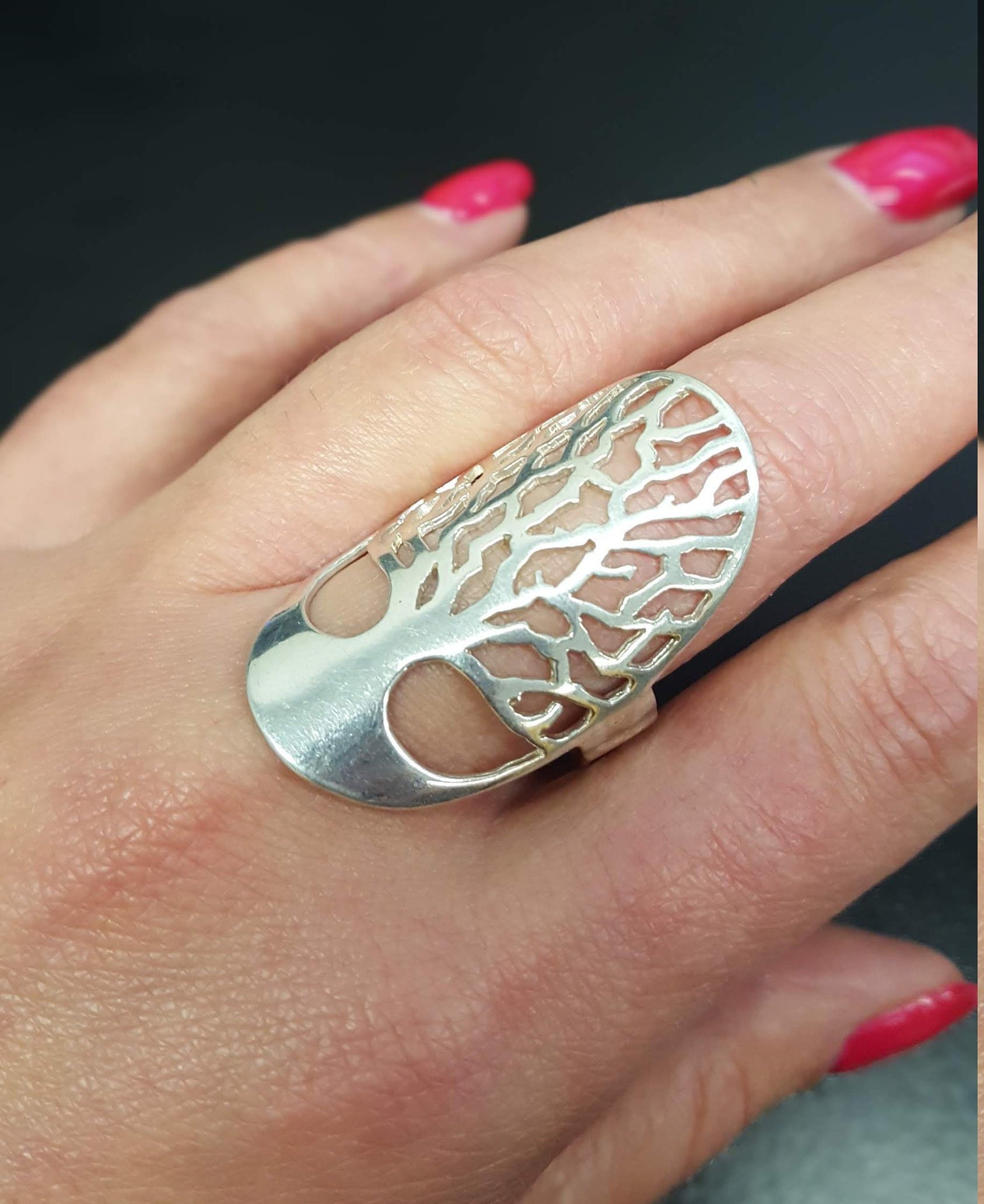 Tree Ring Silver Tree Ring Statement Ring Unique Ring Tree | Etsy