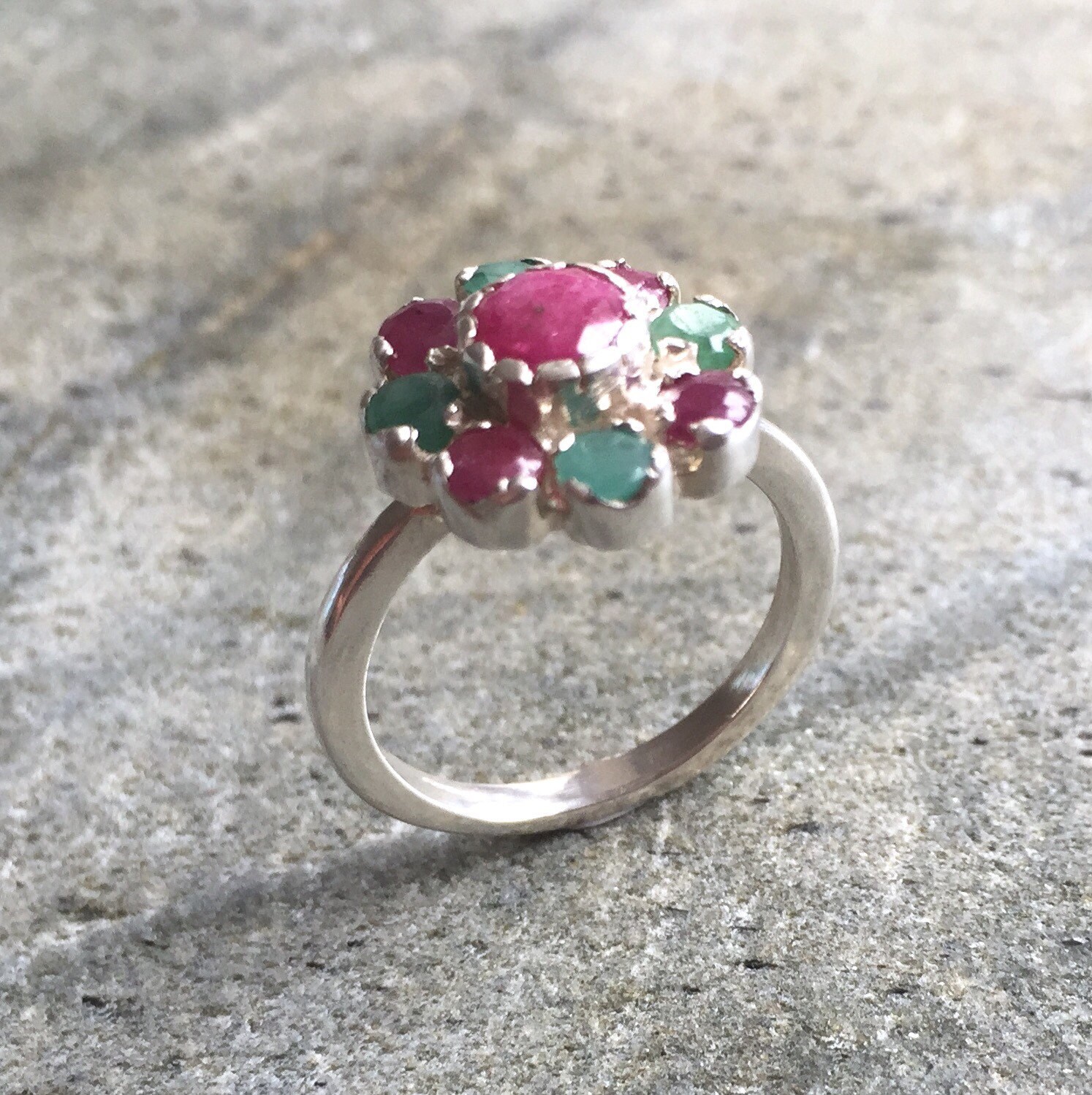 Flower Ring Ruby Ring Natural Ruby Emerald Ring Natural | Etsy