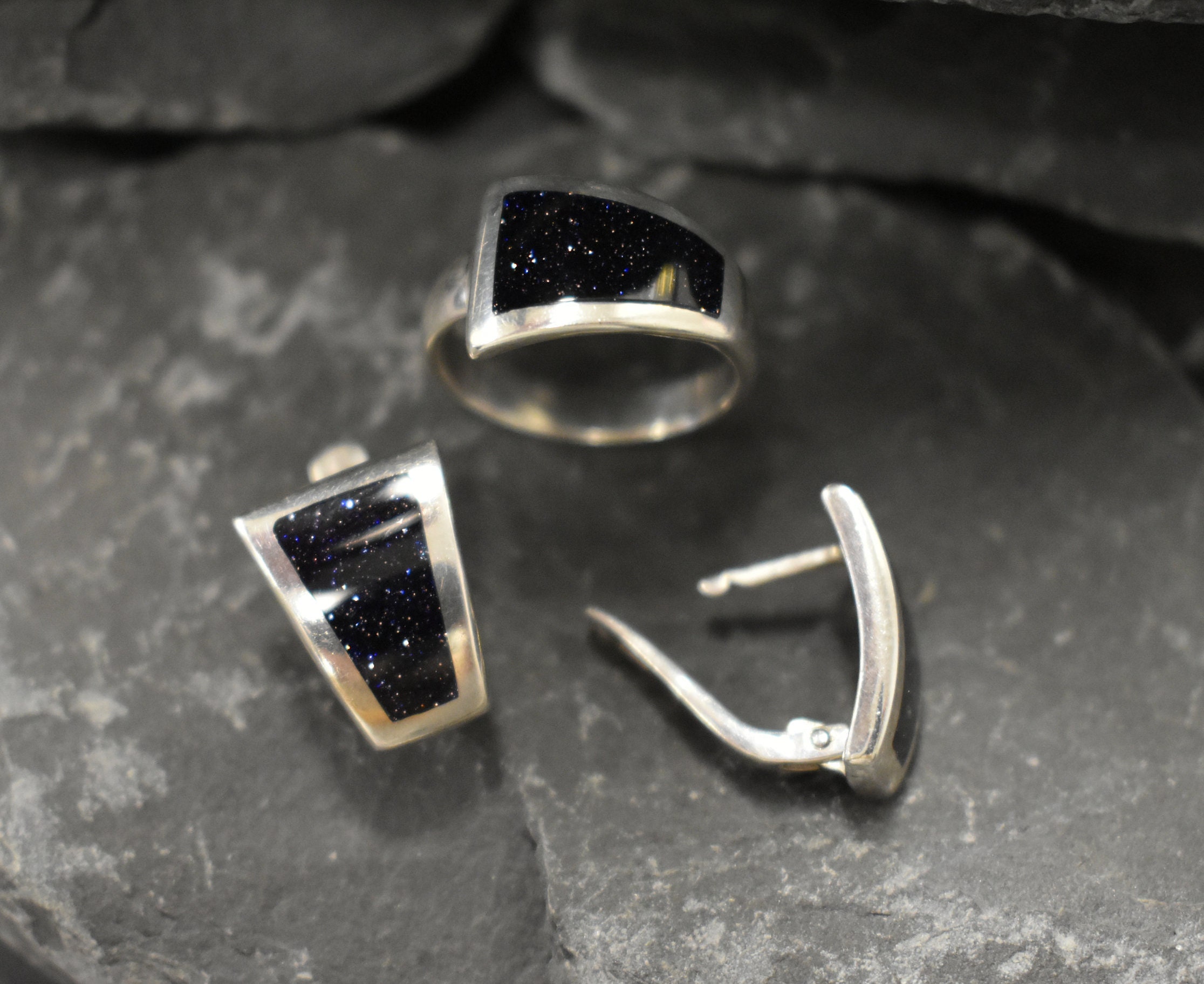 Sandstone Ring Natural Sandstone Asymmetric Ring Dark Blue - Etsy UK