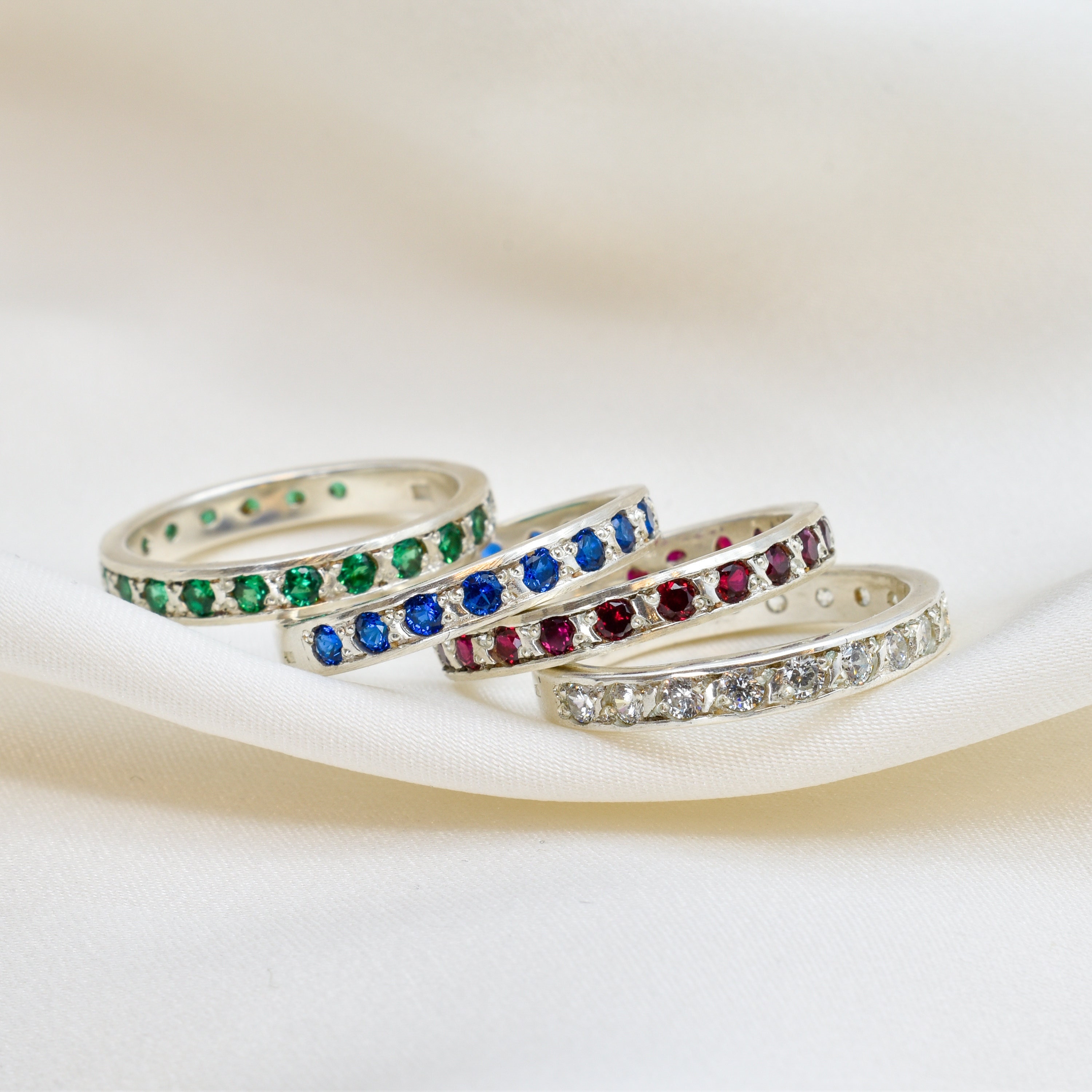 Gemstone Stackable Band, Full Eternity Band, Gemstone Band, Sparkly ...