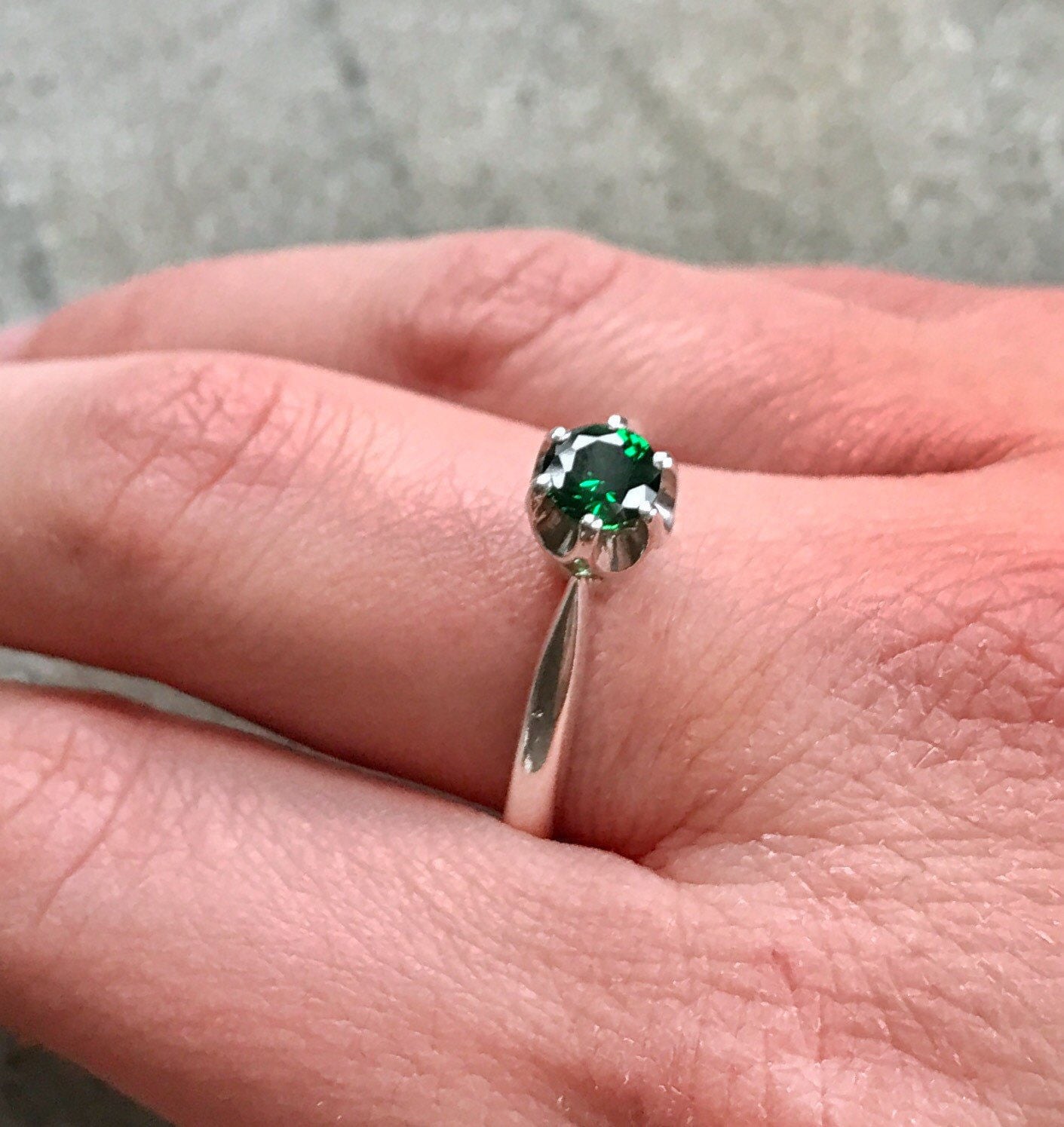 Emerald Ring Emerald Promise Ring Created Emerald | Etsy