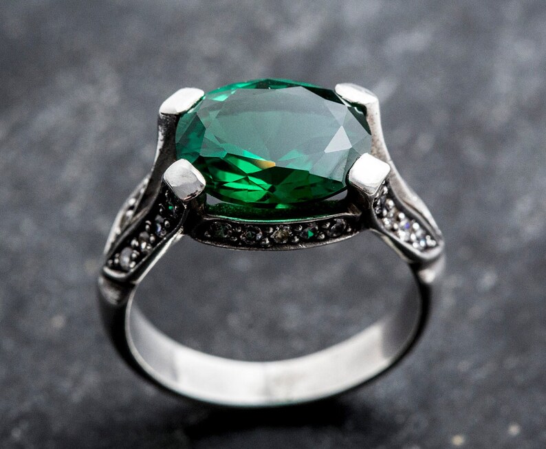 Emerald Ring Vintage Emerald Ring Emerald Green Ring - Etsy