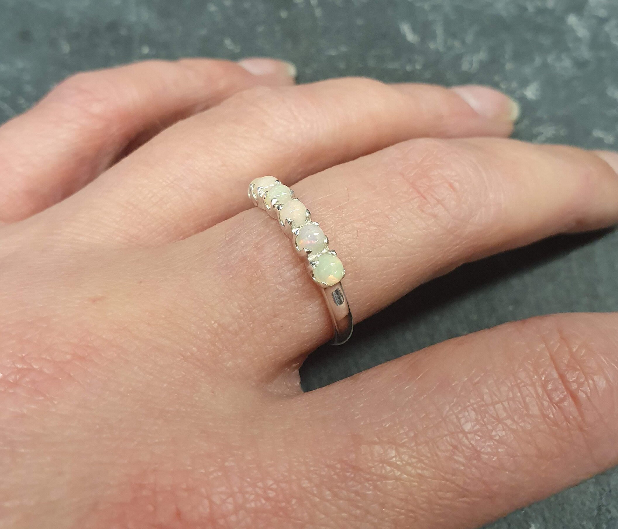 Opal Band Ethiopian Opal Band Natural Opal Ring Half | Etsy UK