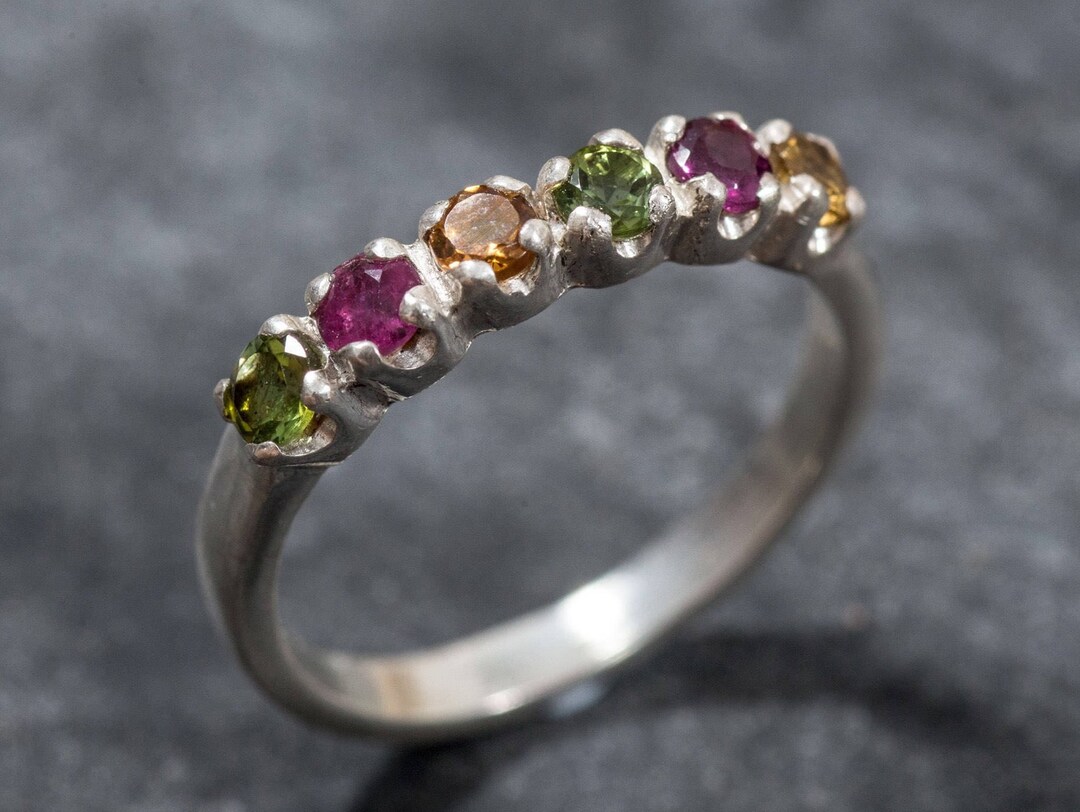 Tourmaline Ring Natural Tourmaline Half Eternity Band - Etsy UK