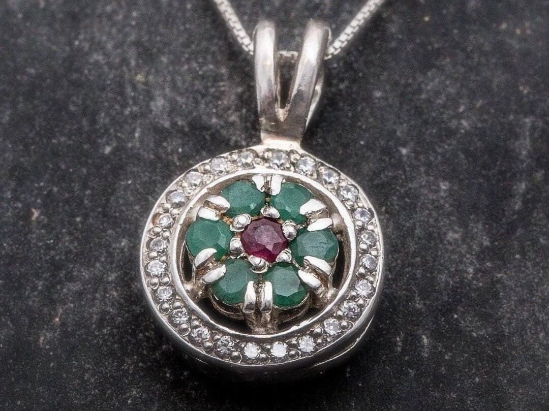 Emerald Pendant, Ruby Pendant, Flower Pendant, Natural Emerald, May ...