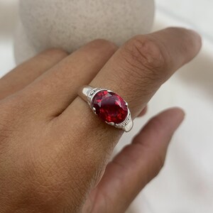 Tribal Ruby Ring, Created Ruby, Red Vintage Ring, Horizontal Ring, Antique Ring, 3 Carat Ruby ...