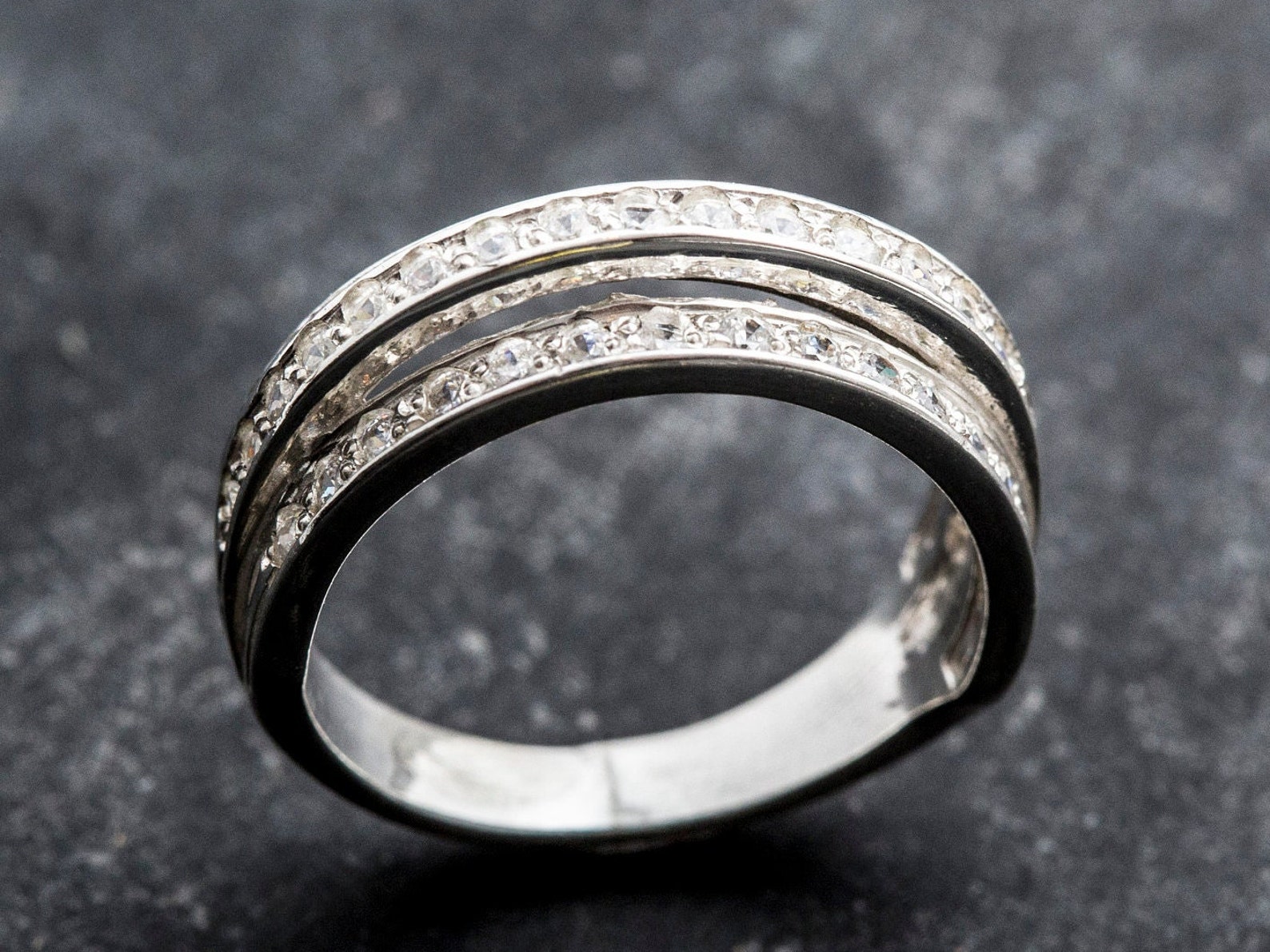 Triple Band Ring Diamond Band CZ Diamonds Triple Band - Etsy UK