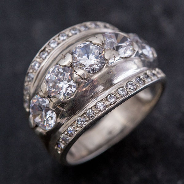 Wide Diamond Ring - Etsy