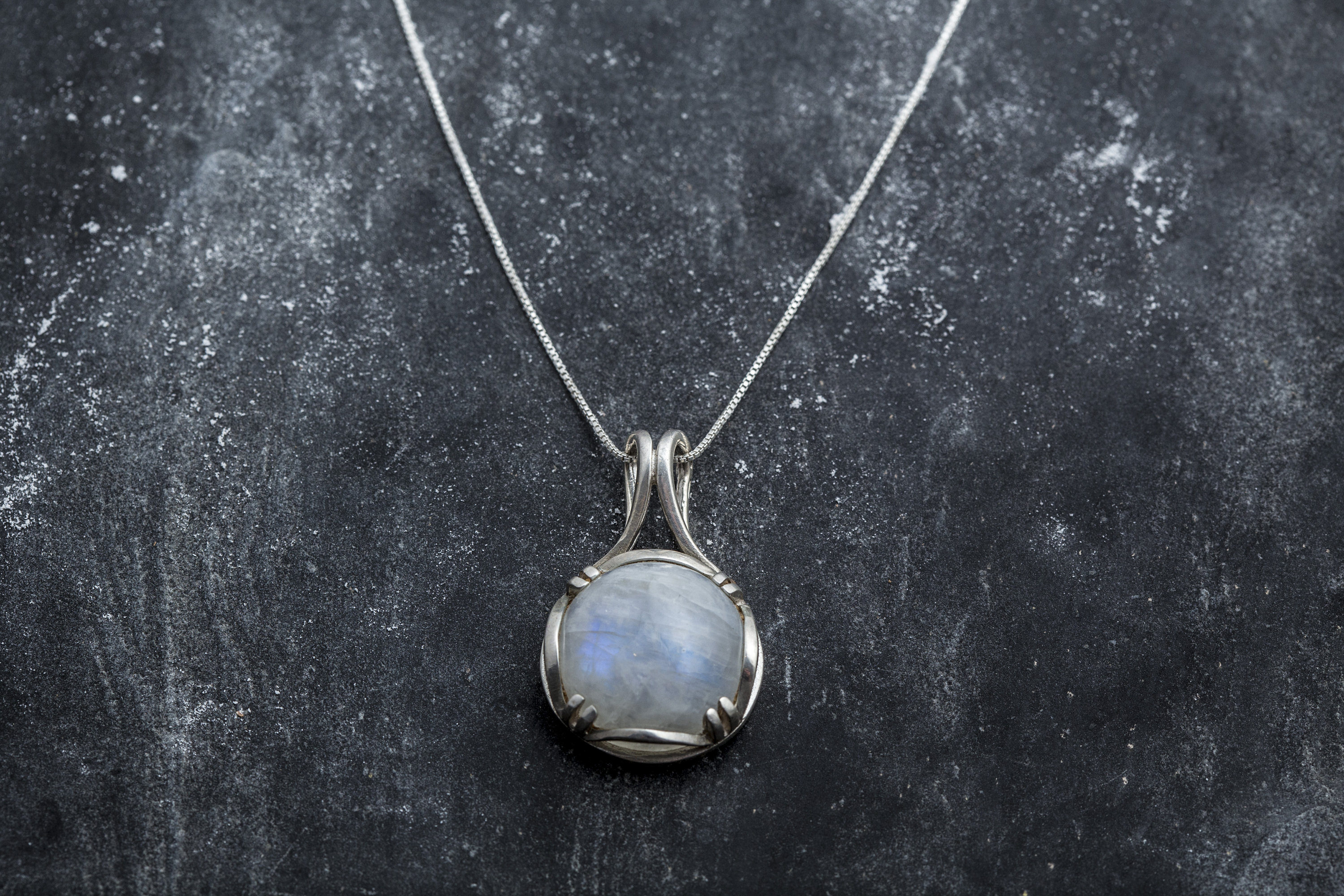 Round Moonstone Pendant Rainbow Moonstone Large Moonstone | Etsy