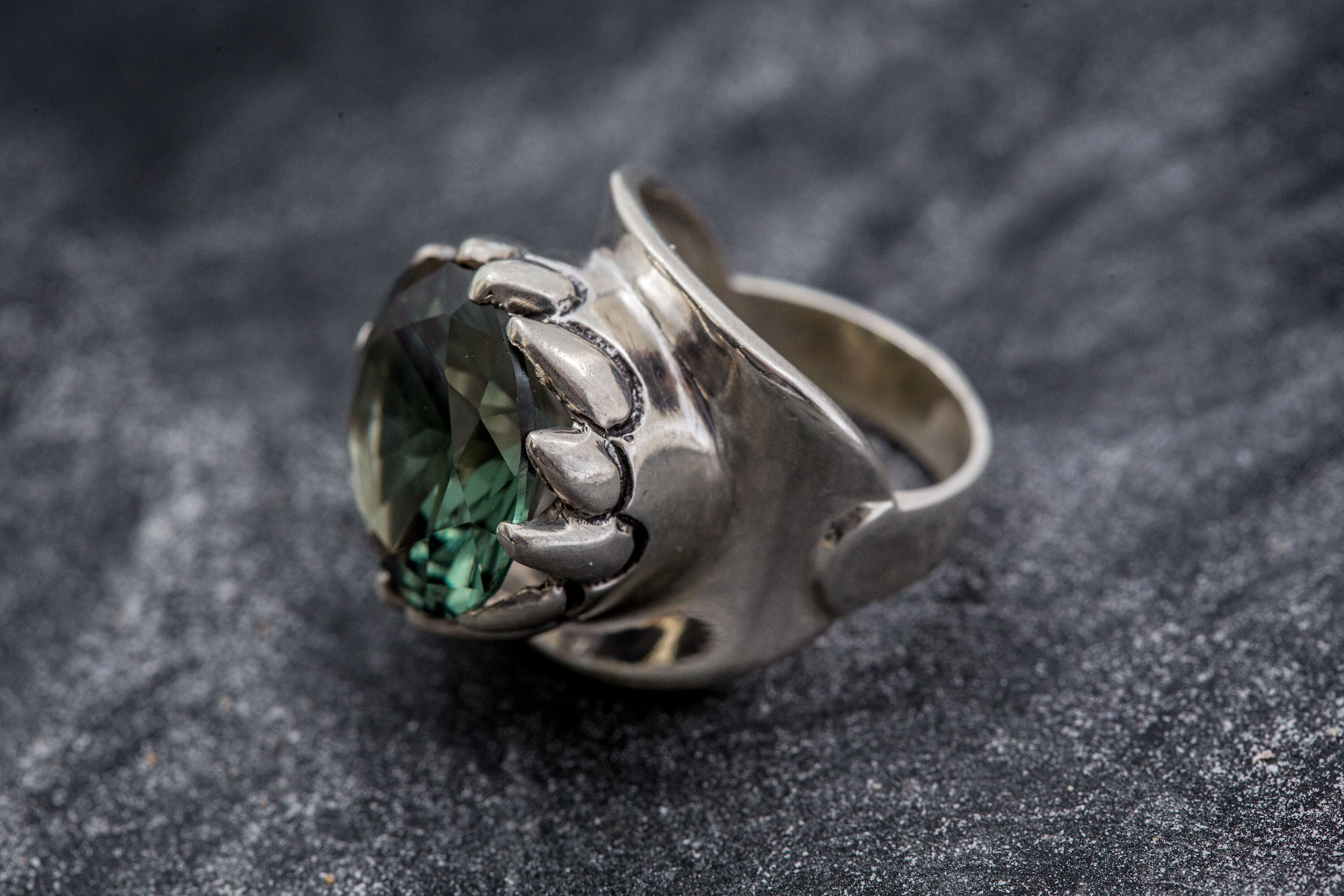 Large Green Ring Green Diamond Ring Vintage Rings Created | Etsy