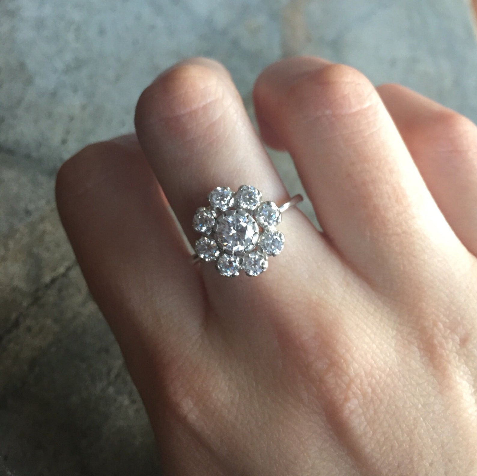 Vintage Engagement Ring Vintage Flower Vintage Diamond Ring - Etsy UK