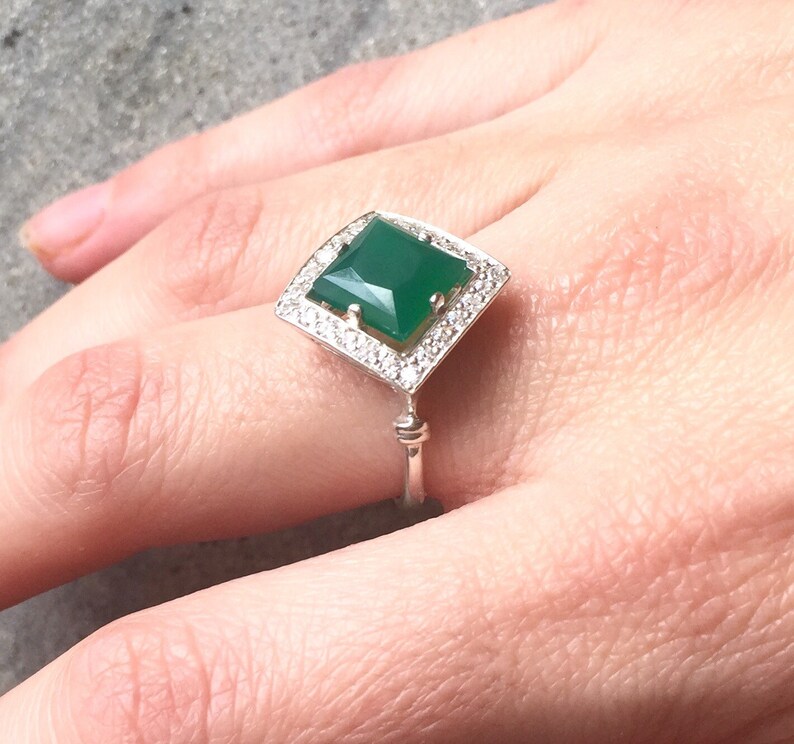 Square Emerald Ring Created Emerald 6 Carat Ring Vintage - Etsy