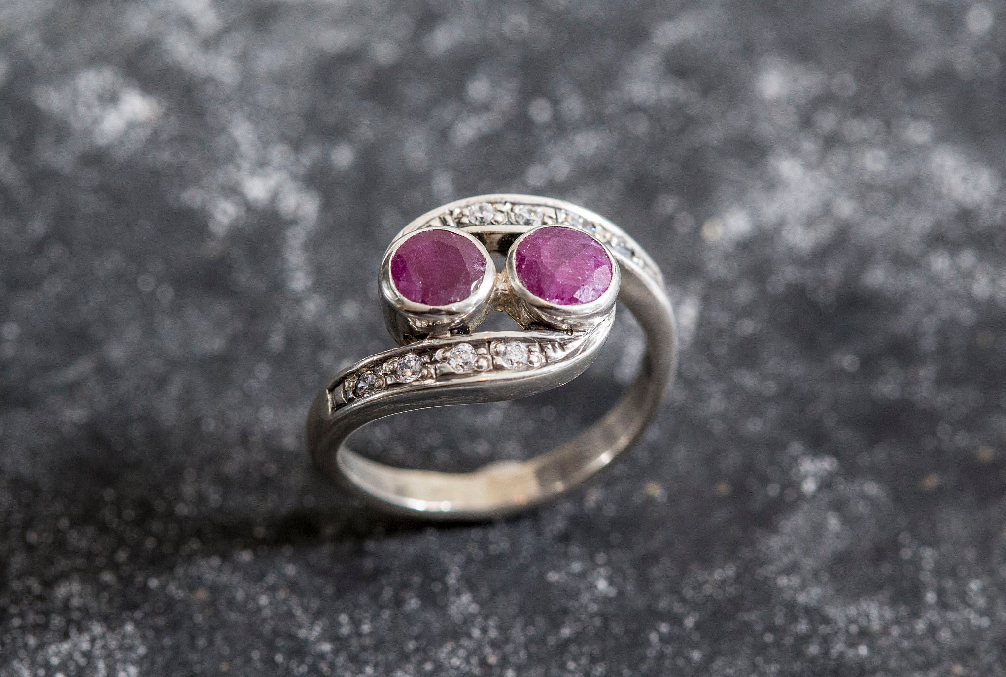 Unique Vintage Ring Natural Ruby Ring Ruby Ring 2 Stones | Etsy