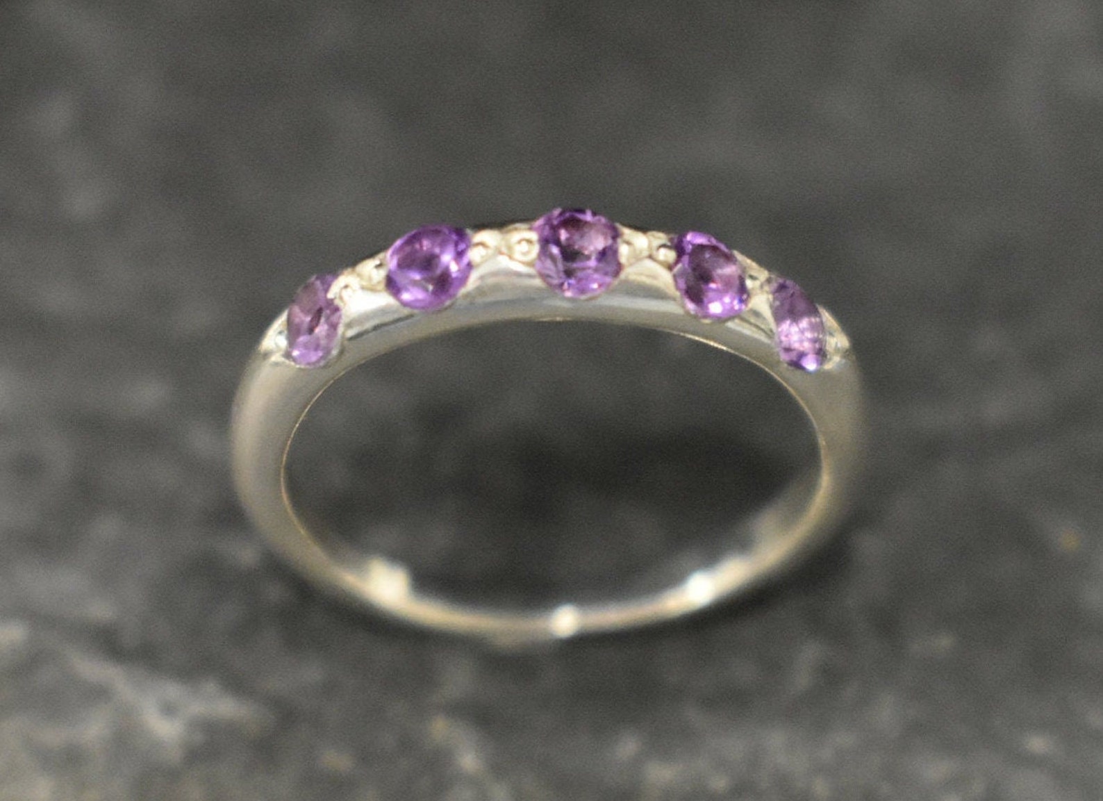 Amethyst Band Natural Amethyst February Ring Stackable - Etsy