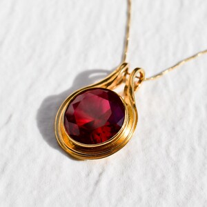 Gold Ruby Pendant, Created Ruby, Large Ruby Pendant, Large Red Necklace ...