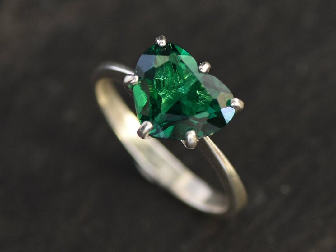 Emerald Heart Ring, Created Emerald, Green Heart Ring, Promise Ring ...